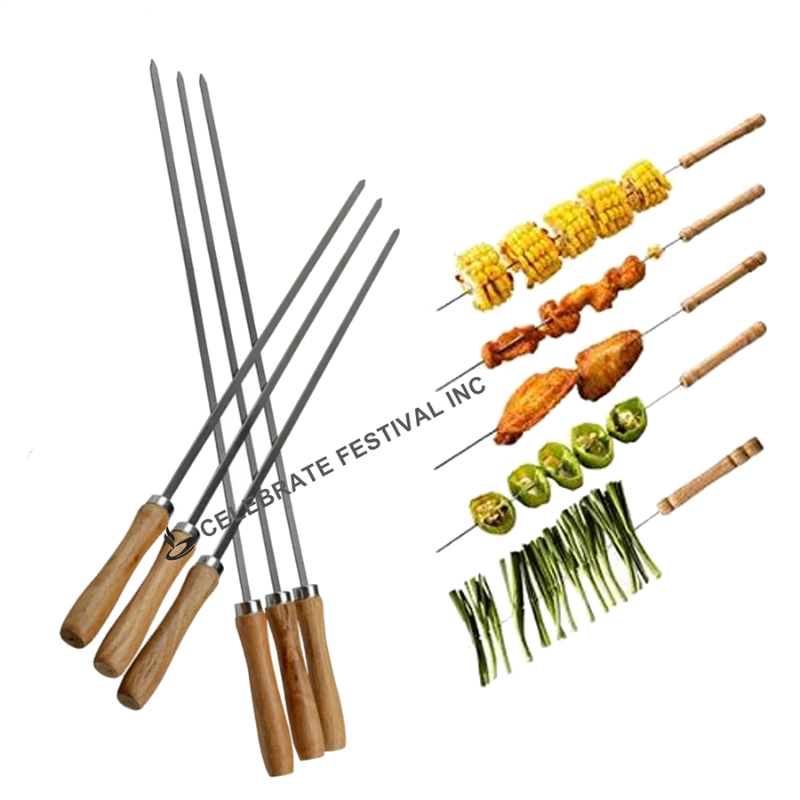BBQ Skewers for Kabob/ Tikka, Square/ Rectangle Shape with Stopper : A ...