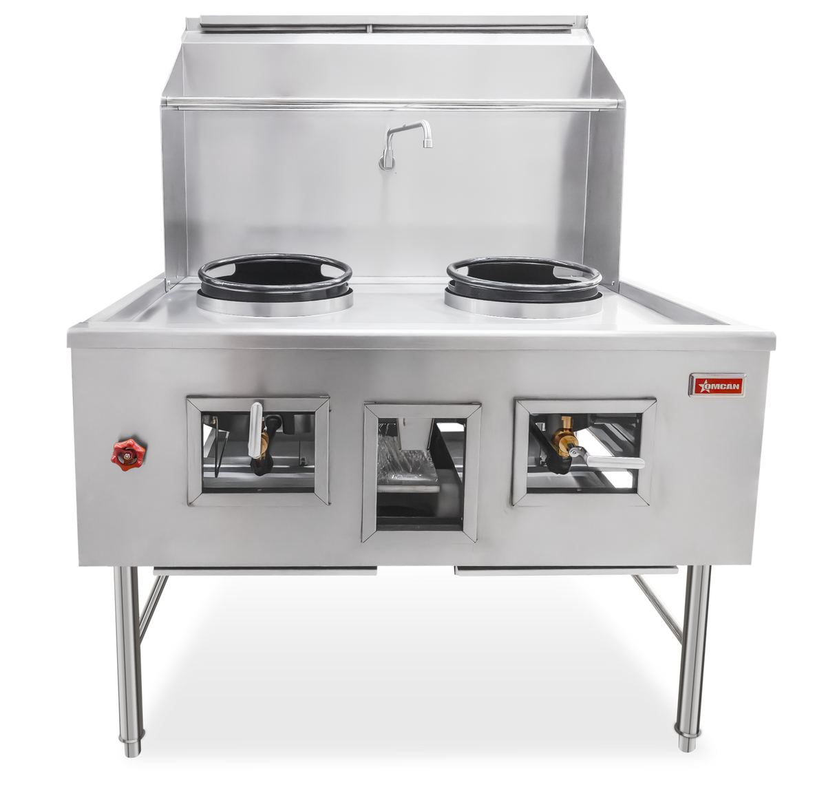 Omcan CE-CN-W2L0-NG Two Chamber Wok Range with 2 x 13″ Rings, Backspla ...