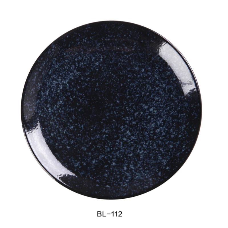 Yanco China BL-112 COUPE SHAPE ROUND PLATE, Ceramic Blue Star Dinner P ...